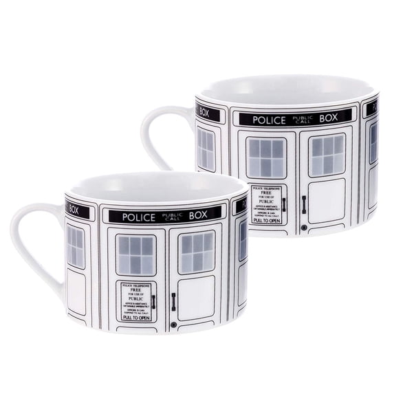 Doctor Who Tardis Thirteenth Doctor Ceramic Tea Cup Set 7oz (2 Tea Cups ...