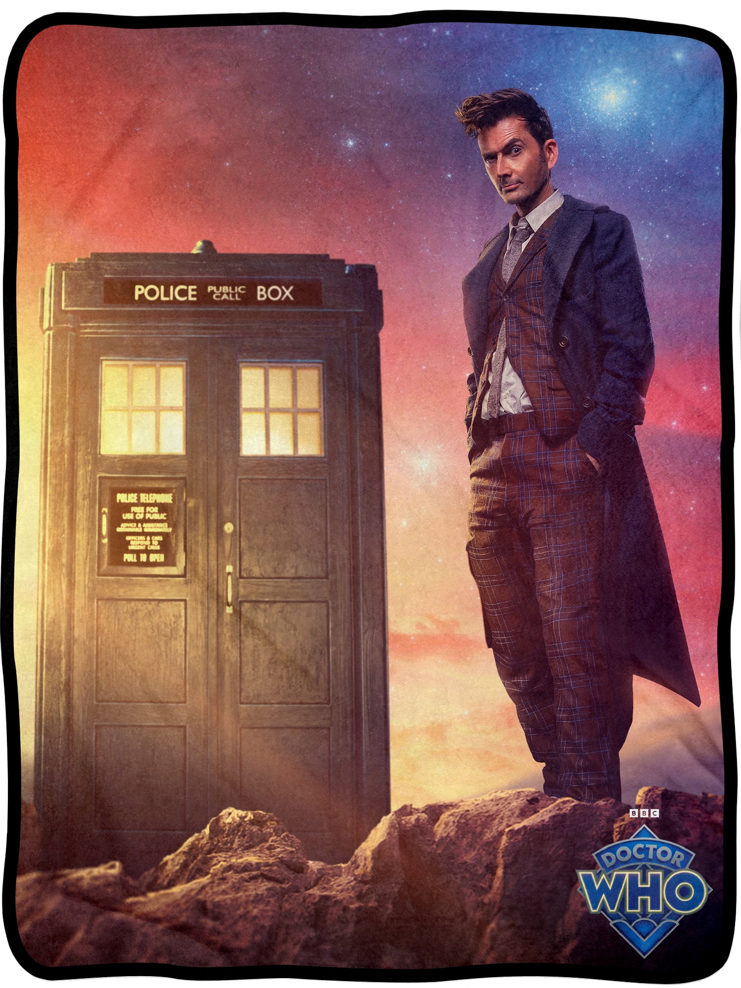 Doctor Who Throw Blanket - 10th Doctor David Tenant Tardis Lightweight ...