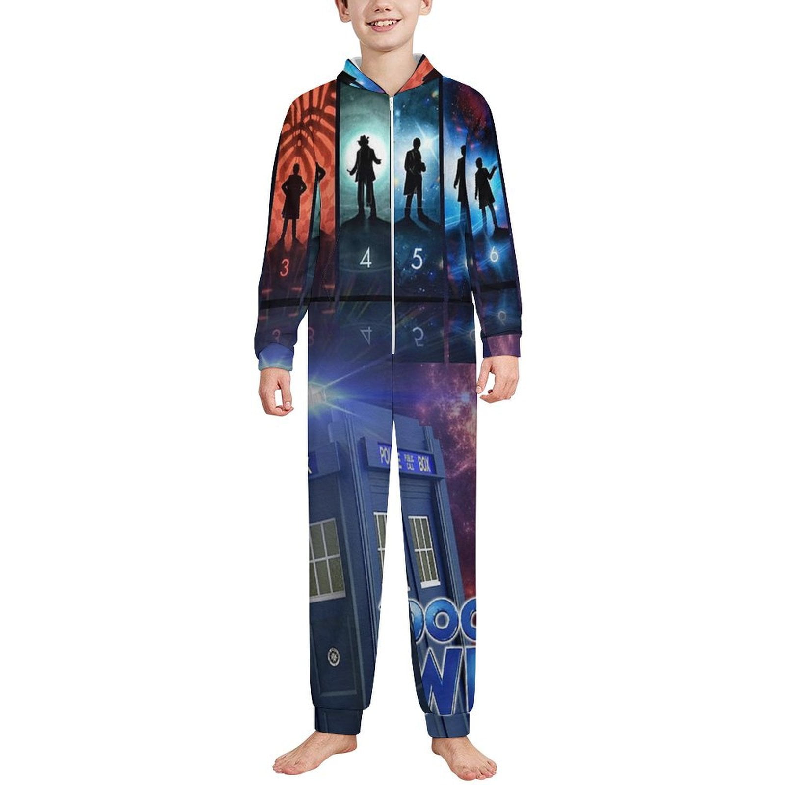 Doctor Who Unisex Onesie Pajamas Zipper Jumpsuit Hooded One Piece ...
