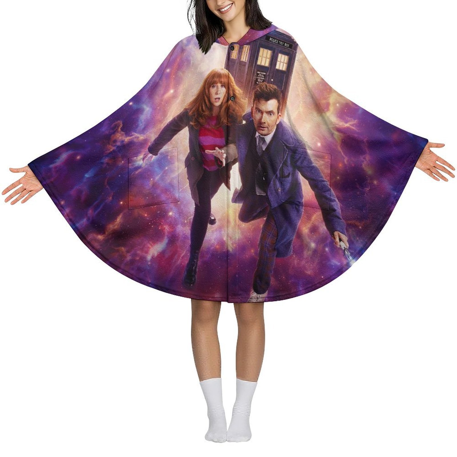 Doctor Who Wearable Blanket Flannel Poncho Office Work Warm Cozy Shawl ...