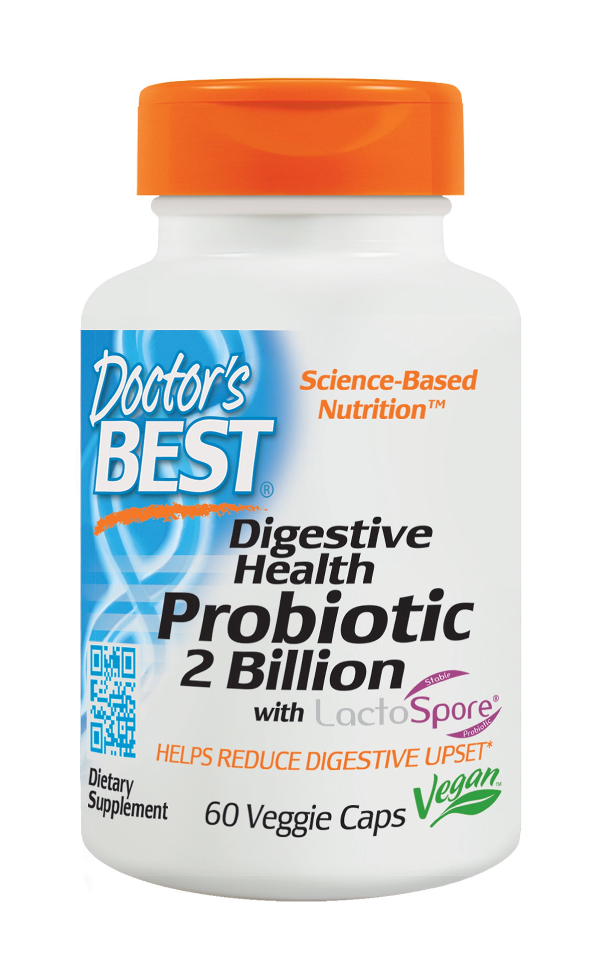 Doctor's Best Digestive Health Probiotic 2 Billion with LactoSpore, Non ...