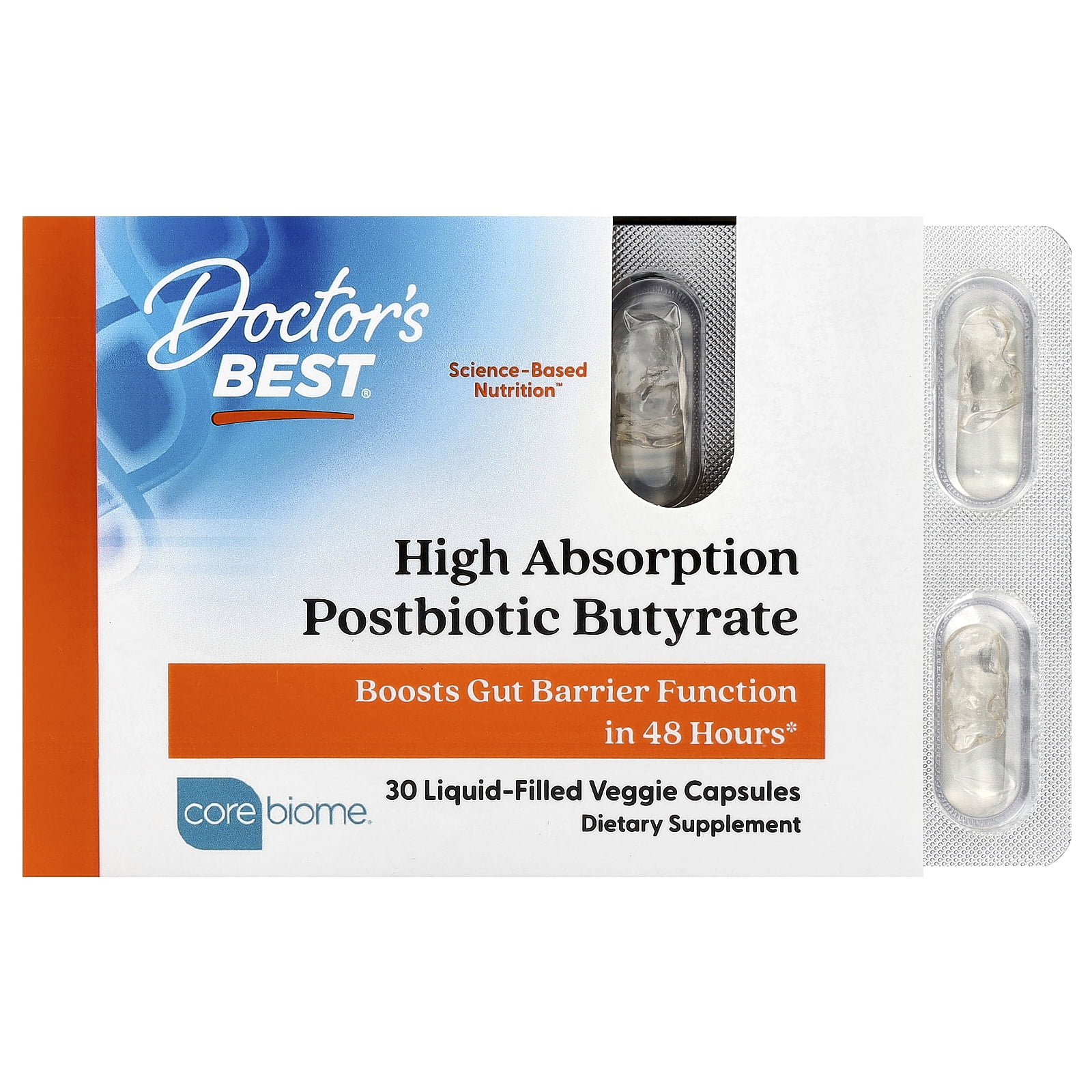 Doctor's Best High Absorption Postbiotic Butyrate, 30 Liquid-Filled ...