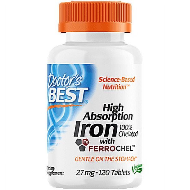Doctor's Best Iron Tablets, 27mg ,120 Ct - Walmart.com
