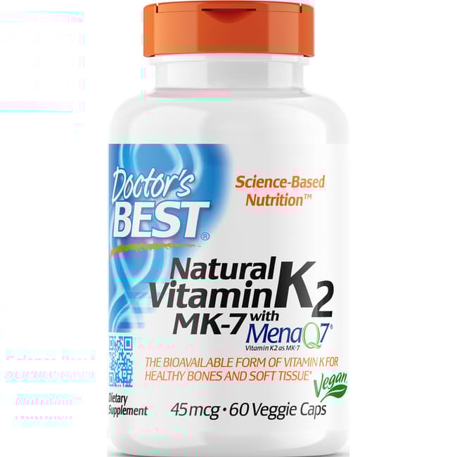 Doctor's Best Natural Vitamin K2 MK-7 with MenaQ7, Non-GMO, Vegan ...