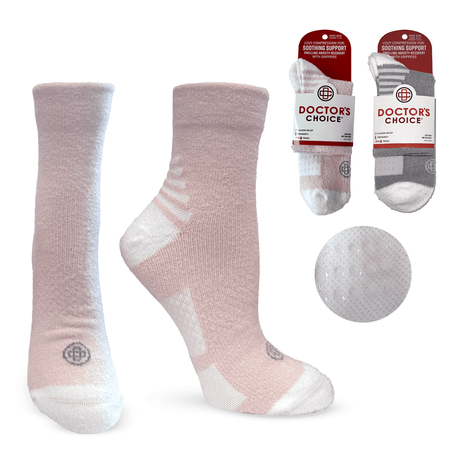 Doctor's Choice Non slip Women's Sleeping Socks, Light Cozy Compression ...