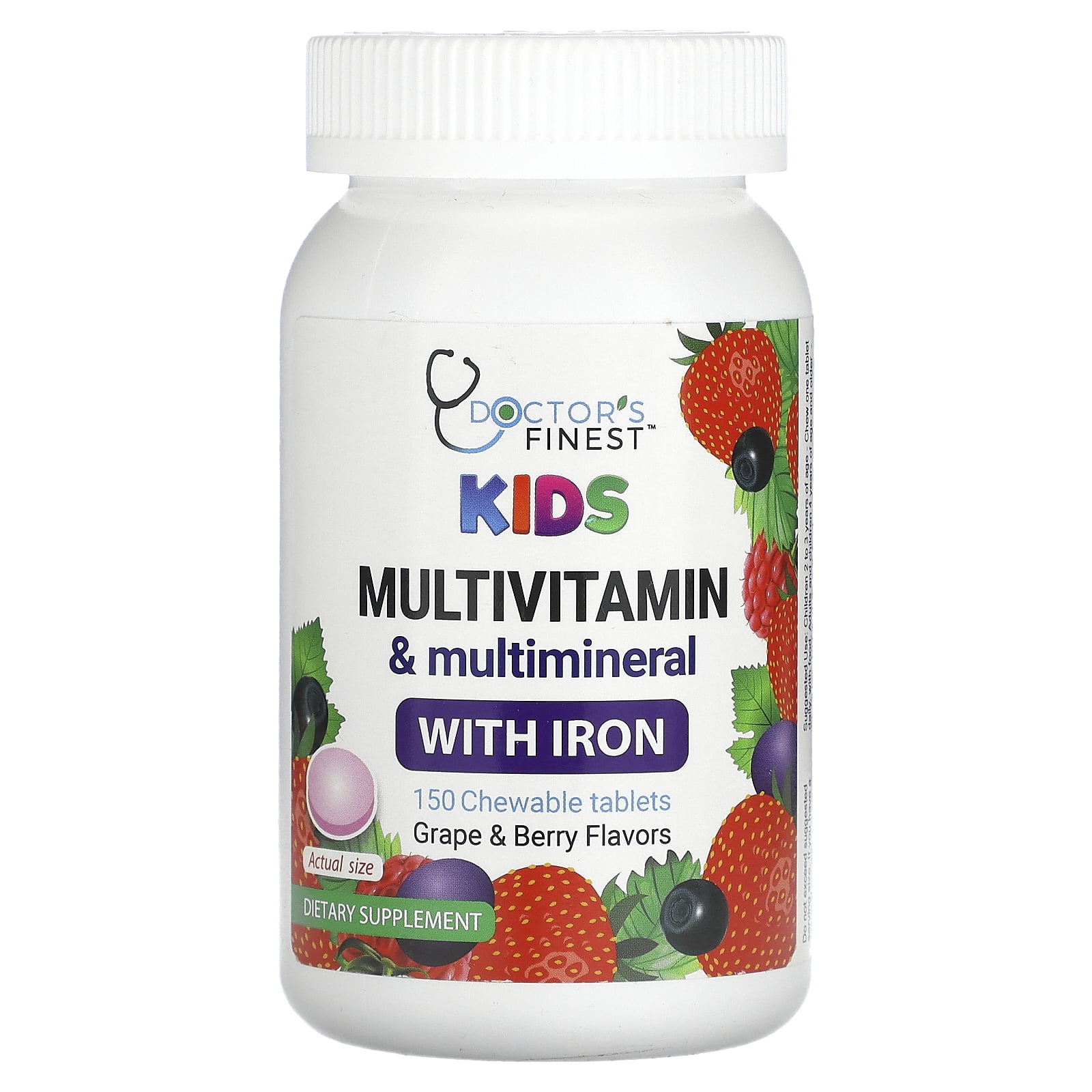 Doctor's Finest Kids Multivitamin & Multimineral with Iron, Grape ...
