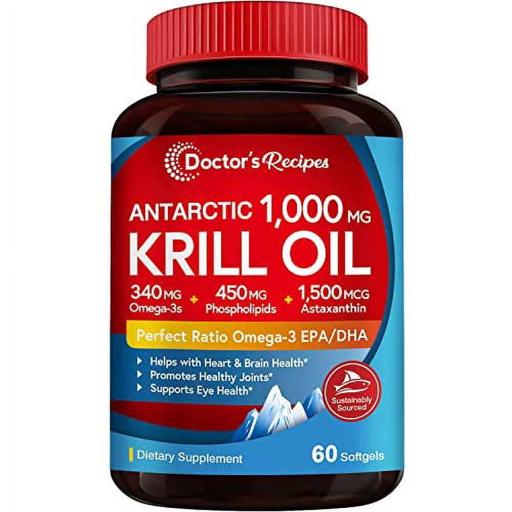 Doctorâ€™s Recipes Antarctic Krill Oil, 60 Softgels 1000mg, DHA:EPA at ...