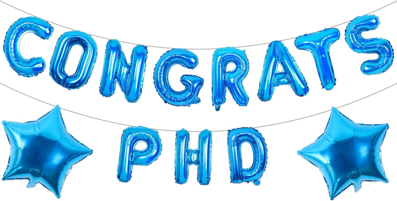 Doctoral Degree Becoration, Blue Balloons and Aluminum Star Banners ...