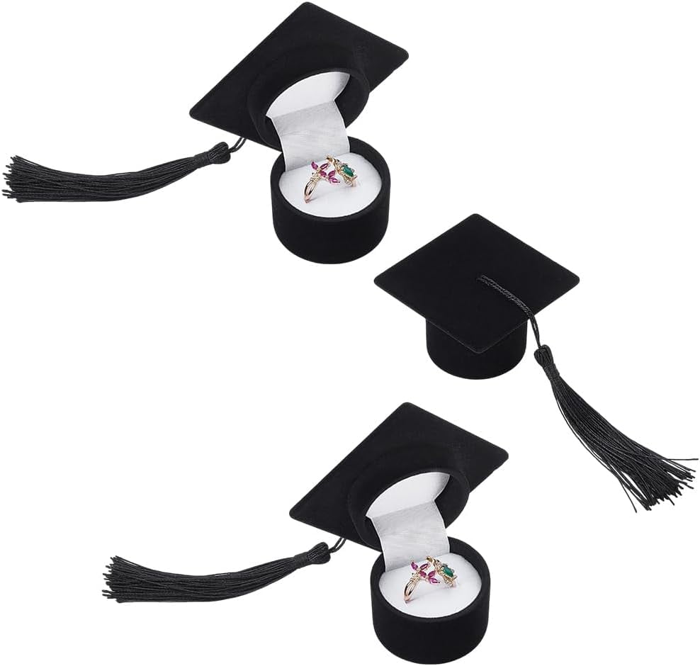 Doctoral Hat Shaped ABS Plastic Jewelry Ring Gift Boxes with Sponge ...