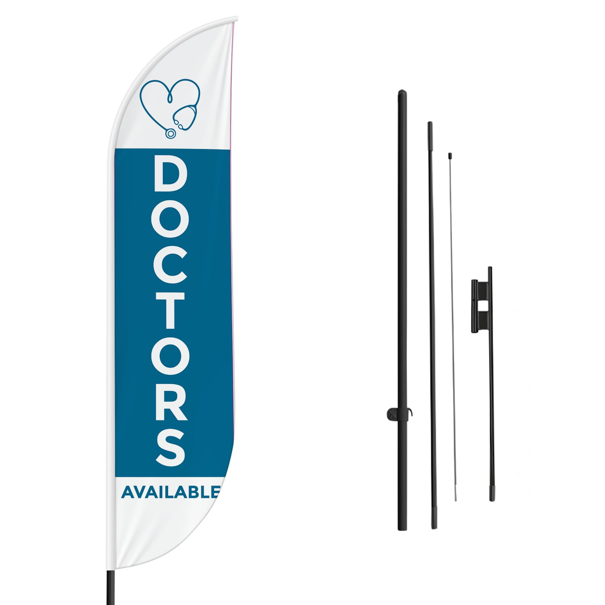 Doctors Available Sign feather flag Pole kit for Outdoor by Mavis | 15 FEET Tall Polyester ...