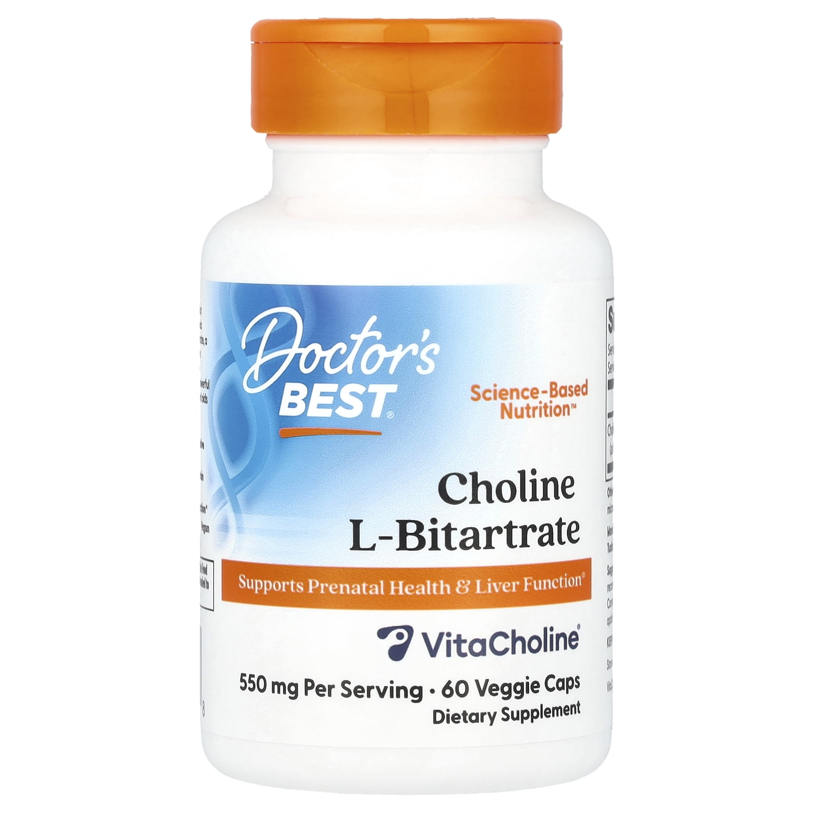 Doctor's Best Choline L-Bitartrate, 60 Veggie Caps (275 mg per Capsule ...