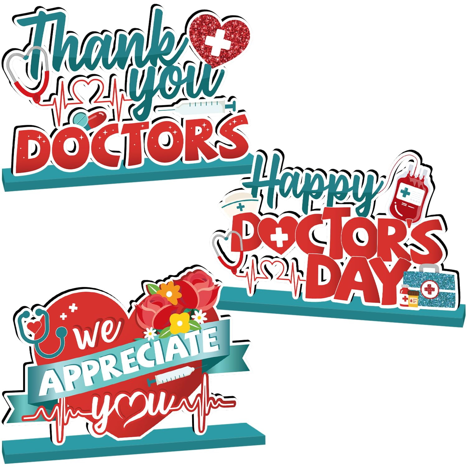 Doctors Day Decorations Table Wooden Sign Centerpieces We Appreciate ...