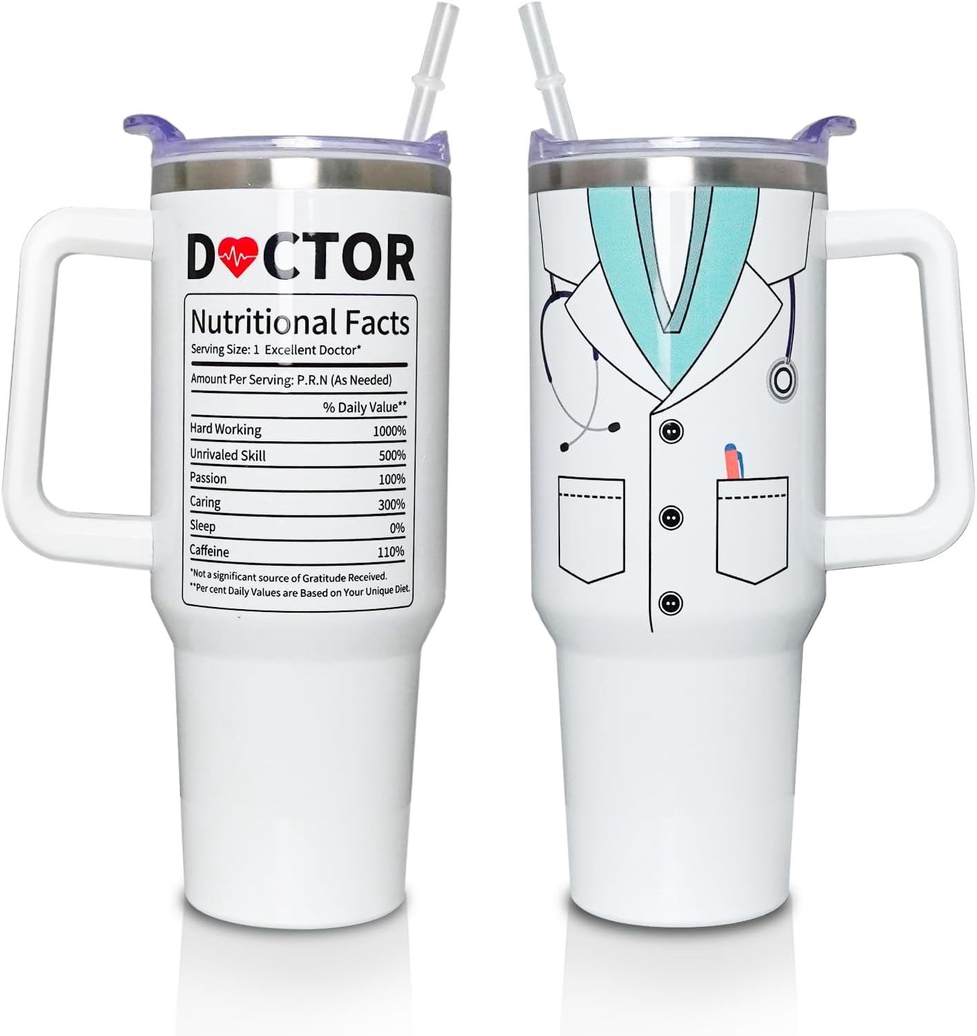 Doctors Day Gifts for Women Men, 40 Oz Tumbler with Handle and Straw ...