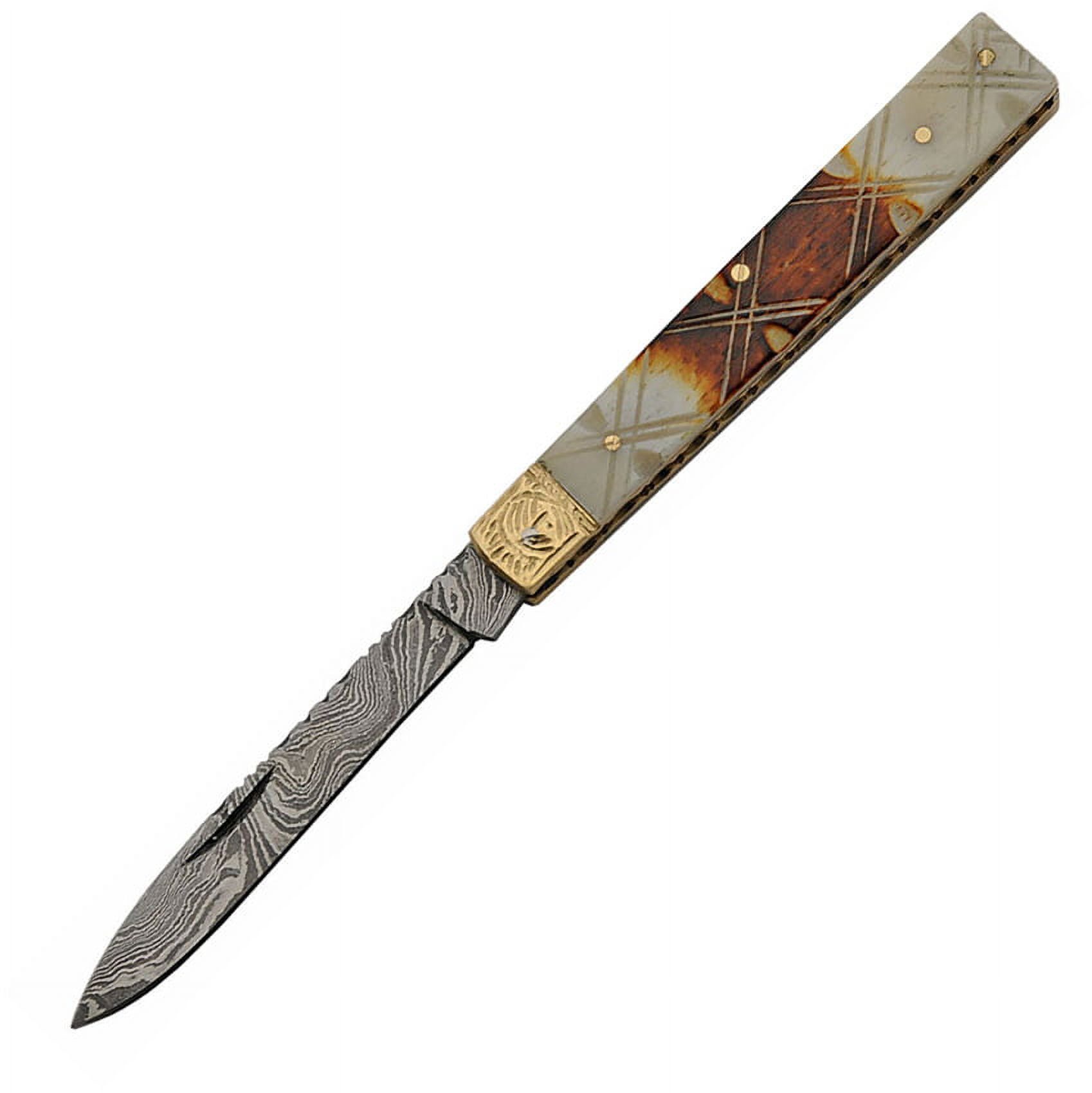 doctor folding knife | damascus steel blade stag bone handle - Walmart.com