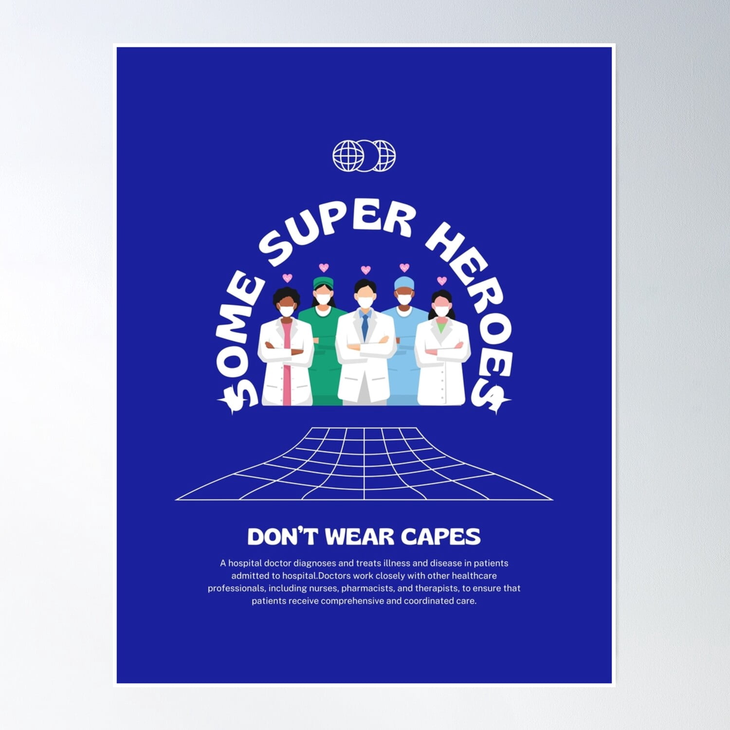 Doctors Superheroes Poster Wall Art, Modern Wall Decor, 8x12 UNFRAMED ...