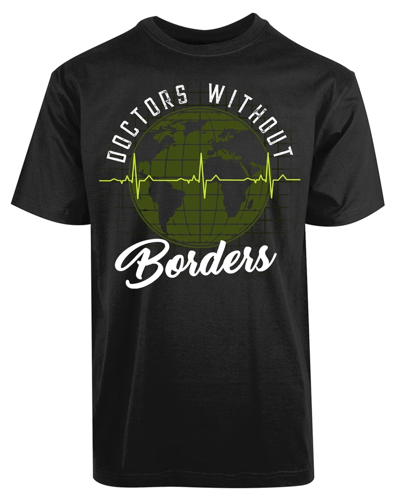 Doctors Without Borders Heart Beat World Map ECG Cool Super Unisex T ...