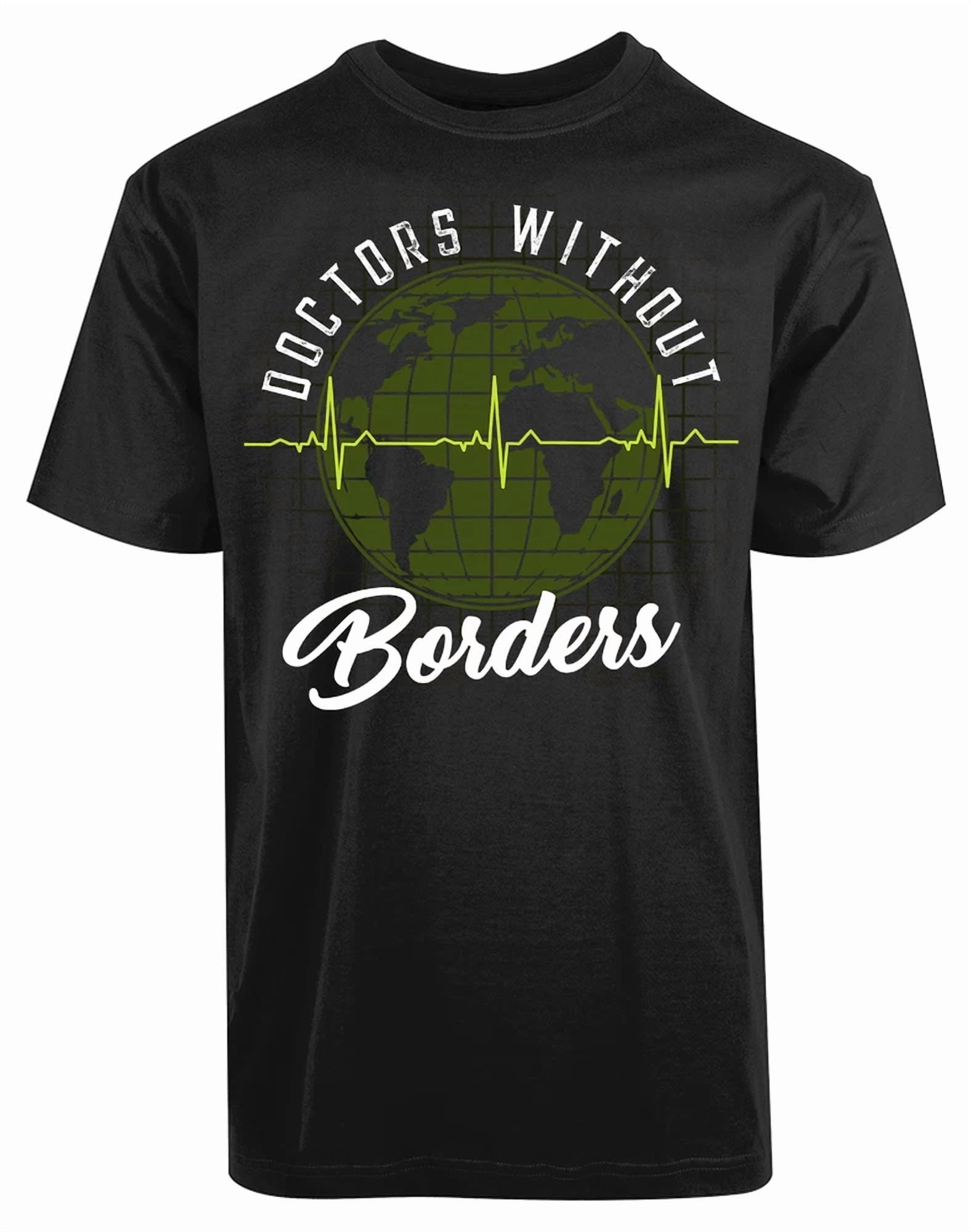 Doctors Without Borders Heart Beat World Map ECG Cool Super Unisex T ...