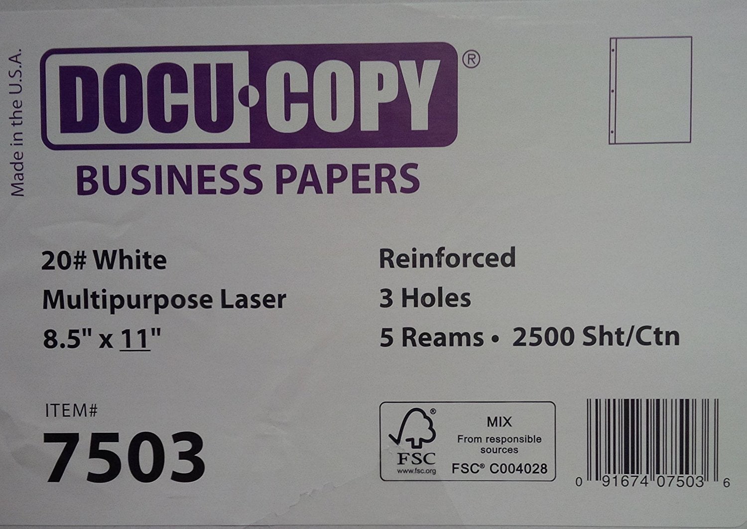 DocuCopy Office Supplies, 8.5 x 11 Reinforced Business Paper Sheets ...
