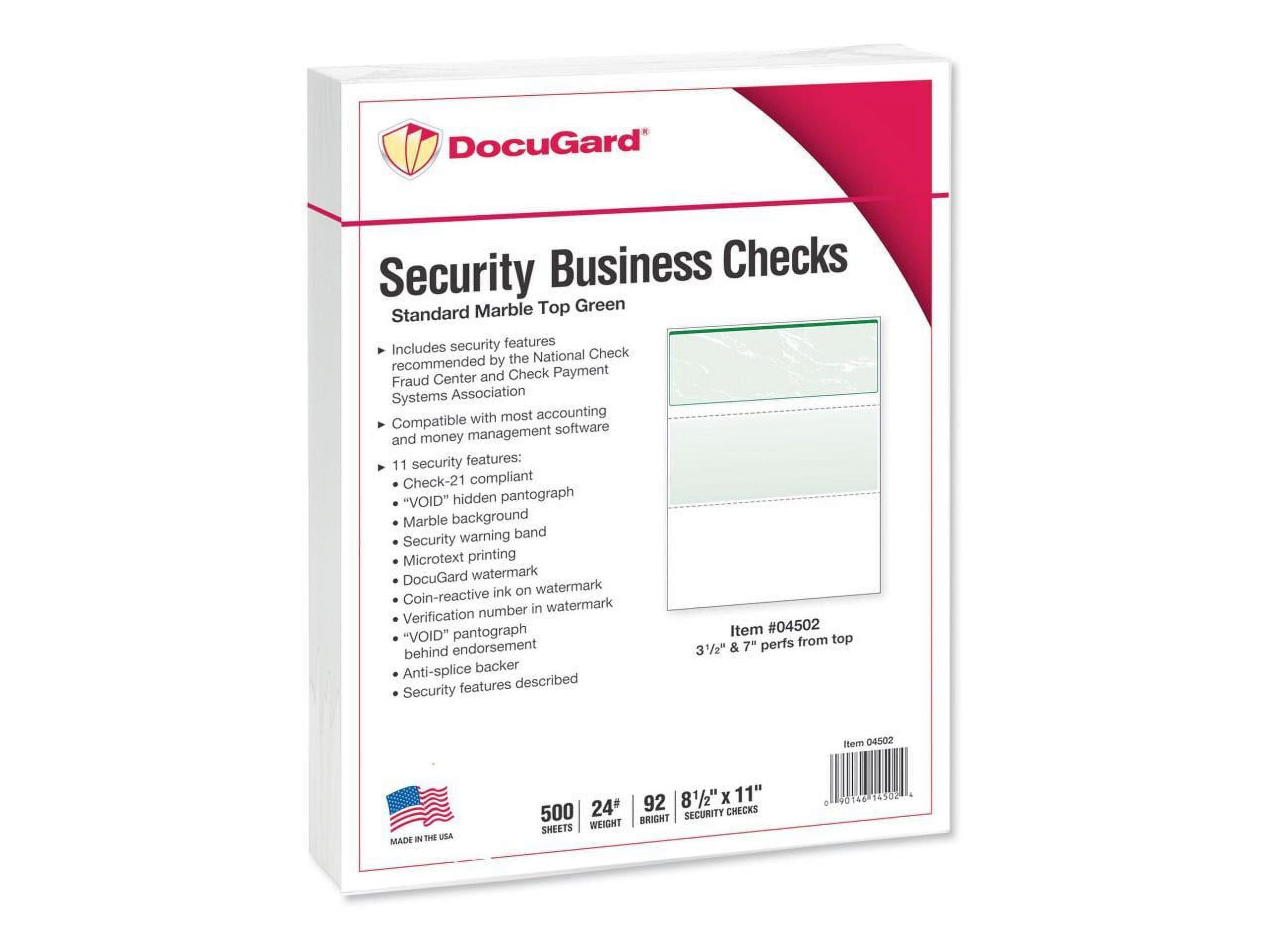 DocuGard Security Check Paper, Green Marble, 8.5 x 11, 11 Features, 500 ...