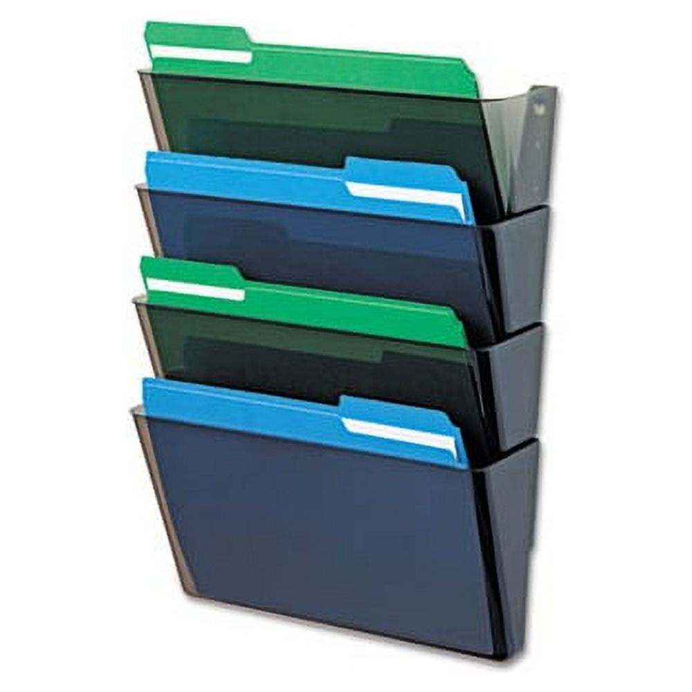DocuPocket Stackable Four-Pocket Wall File Letter, 13 x 4 x 7, Smoke ...