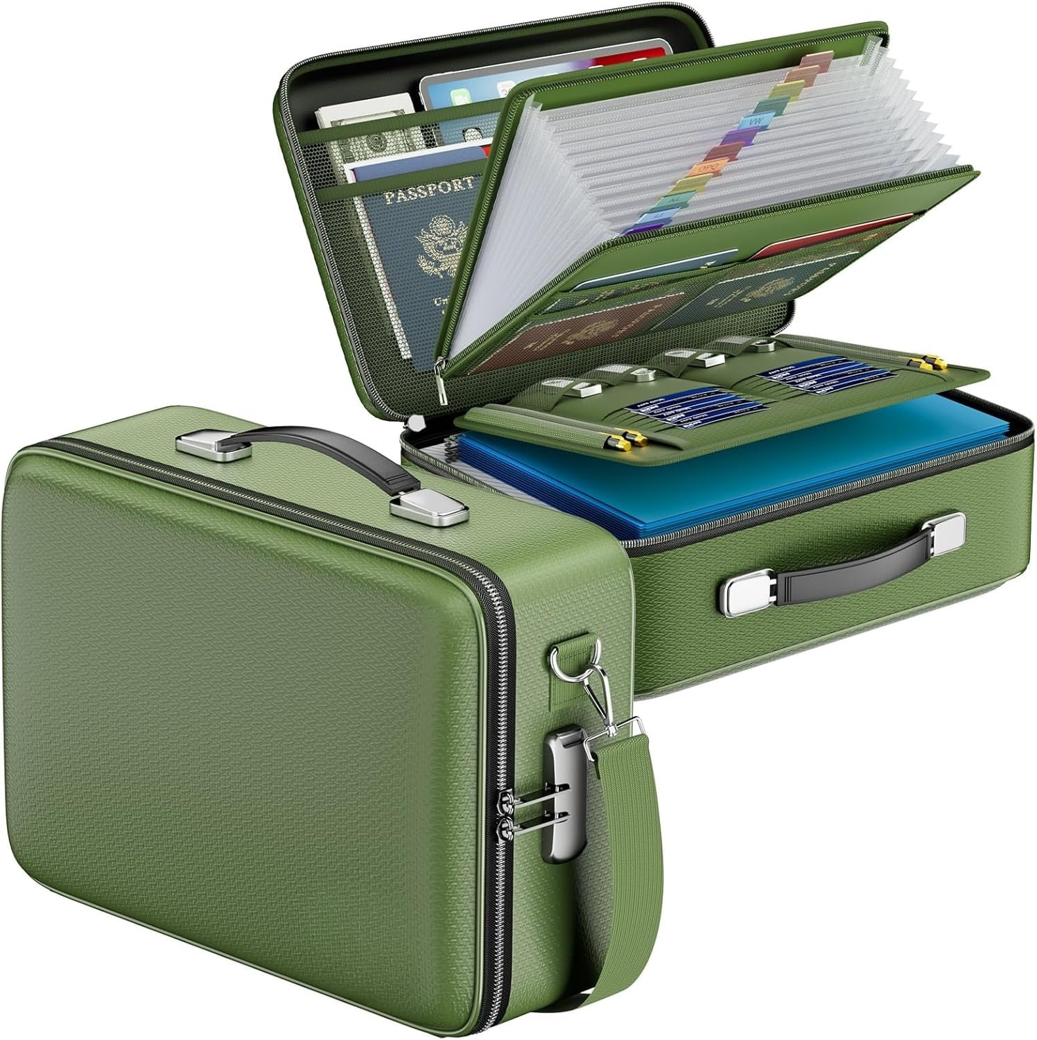 Document Box with Lock, Hard Case File Organizer with Accordion File ...
