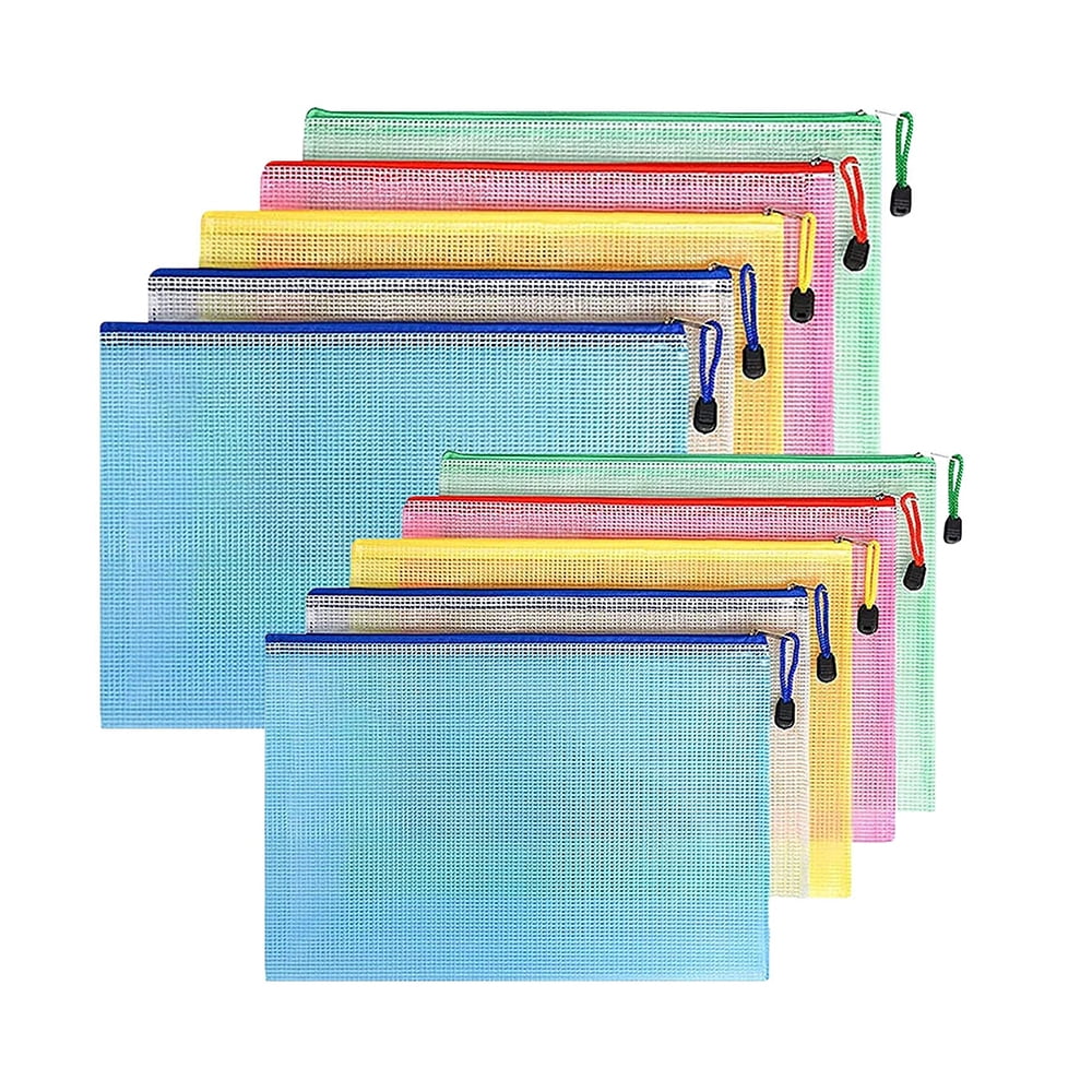 Document Case A4 + A5, 10 Pieces (5 Each) File Bags with Zip, Mesh ...