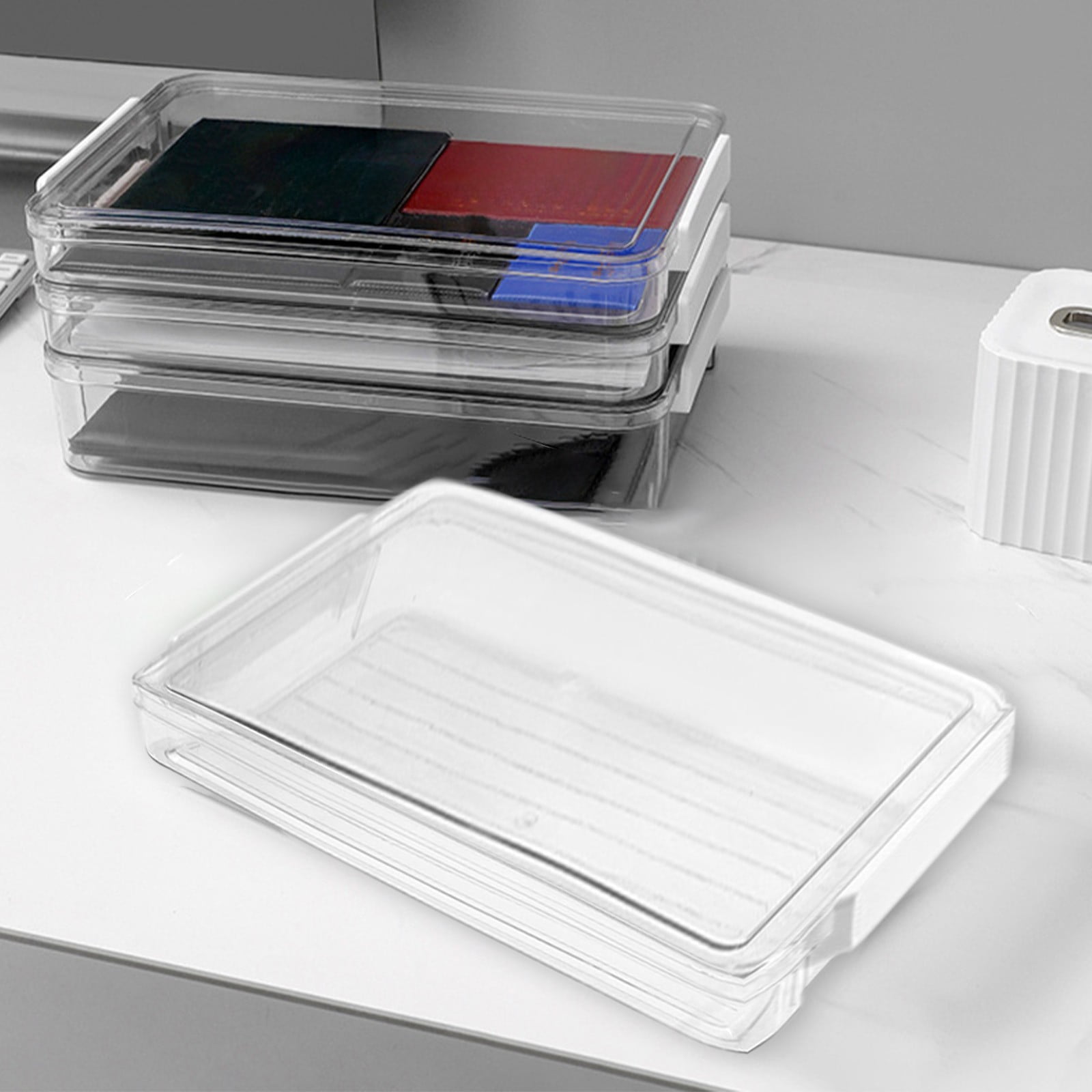 Document Organizer Box, Clear Plastic Storage Case with Lid, 34x23 ...