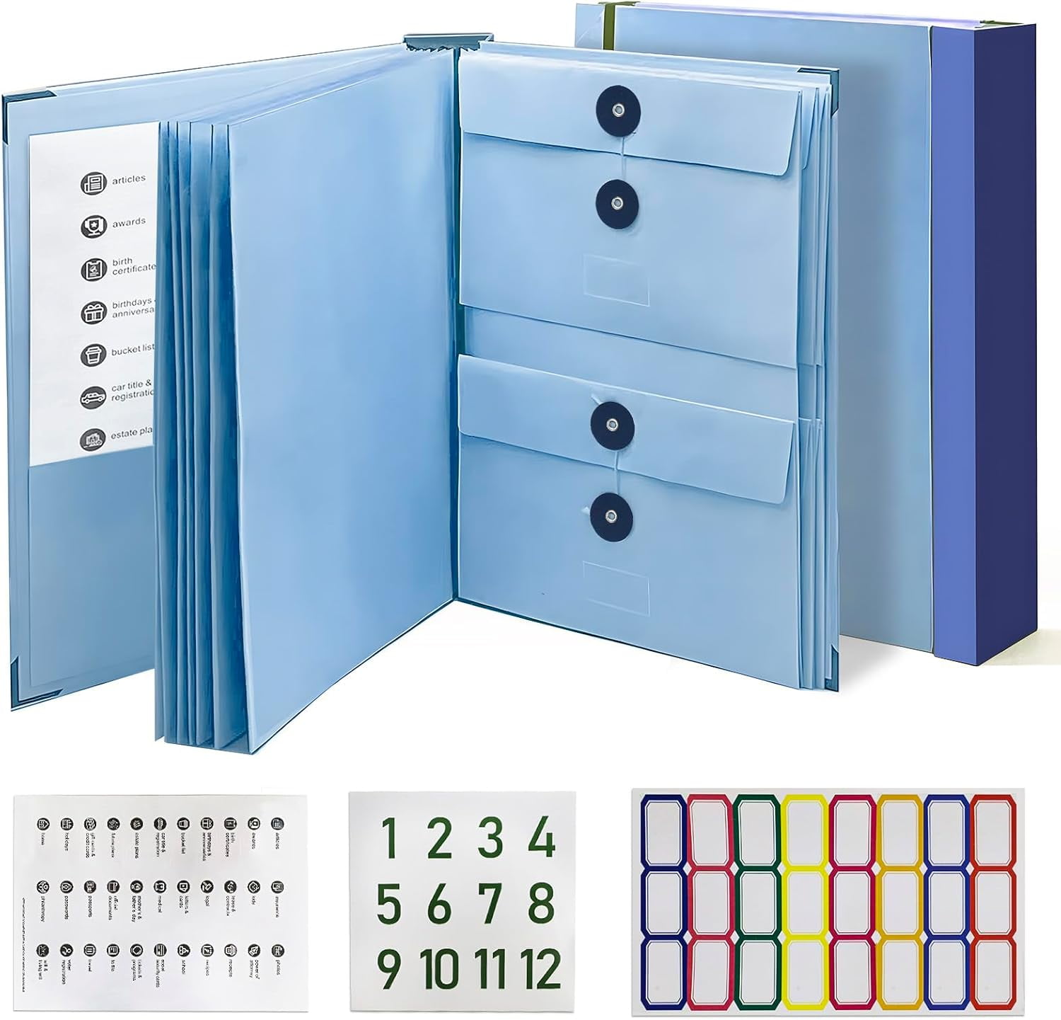Document Organizer with Labels, Folio Folders with Pockets,File ...