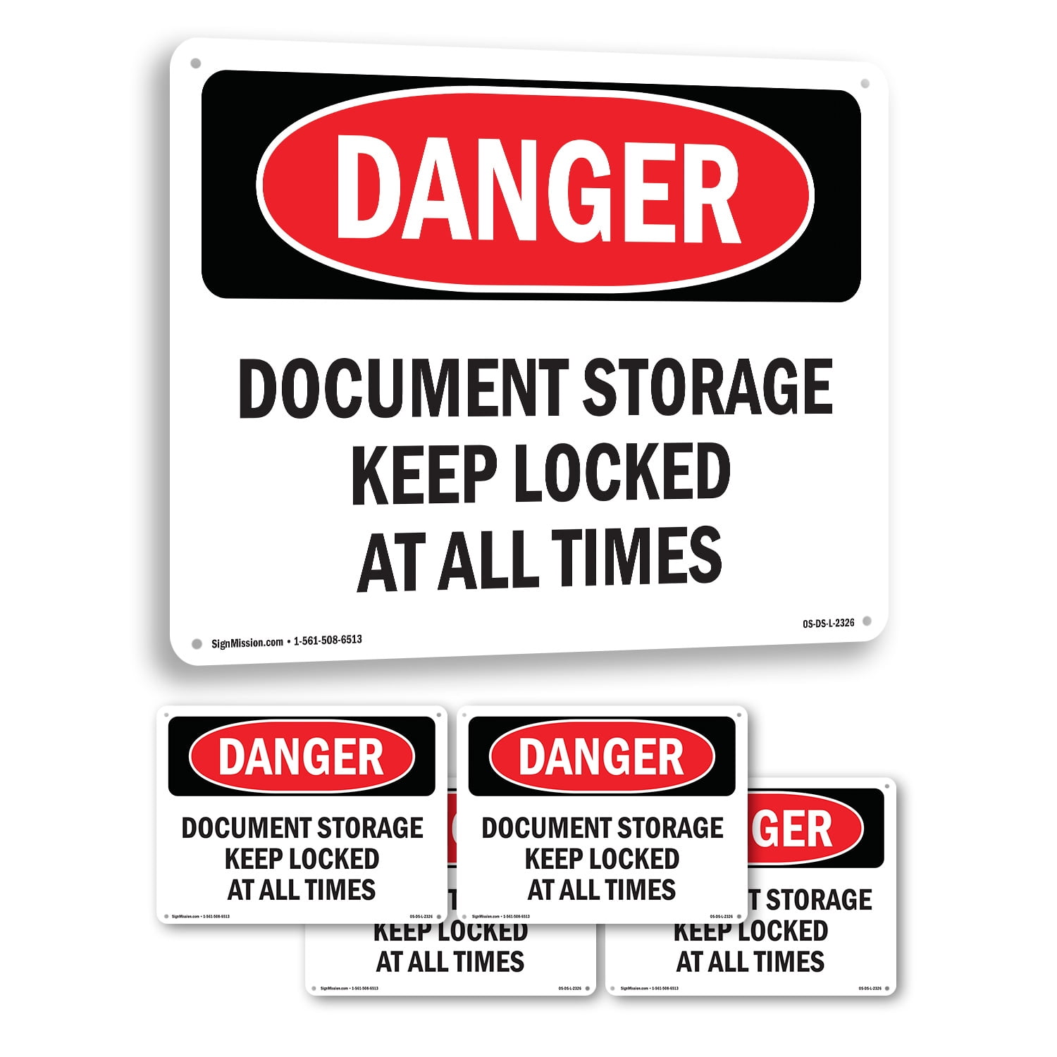 Document Storage Keep Locked At All Times OSHA Danger Aluminum Sign 14 ...