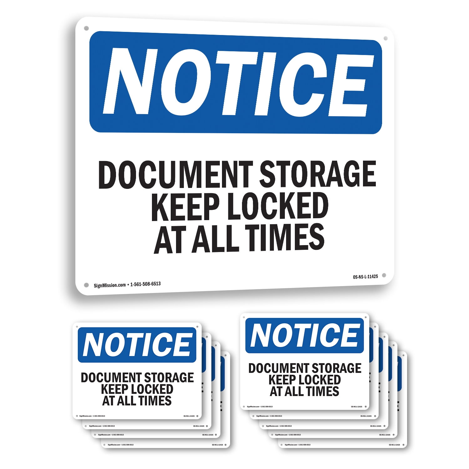 Document Storage Keep Locked At All Times OSHA Notice Aluminum Sign 18 ...
