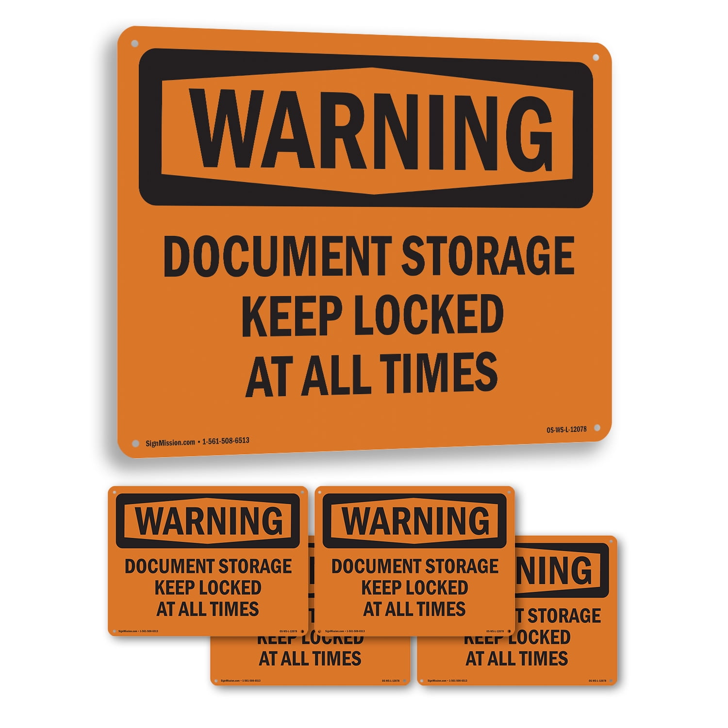 Document Storage Keep Locked At All Times OSHA WARNING Rigid Plastic ...