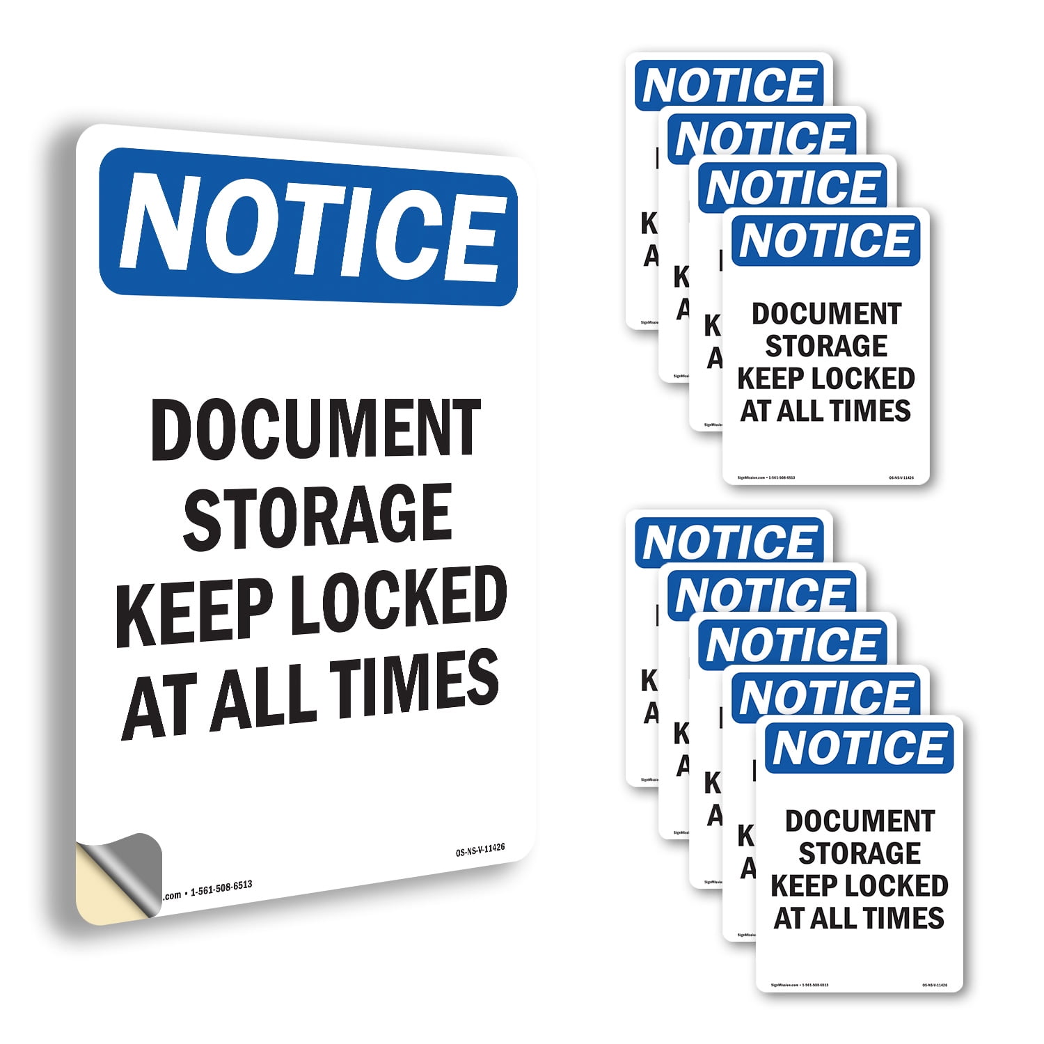 Document Storage Keep Locked At OSHA Notice Vinyl Decal Label 18 Inch x ...