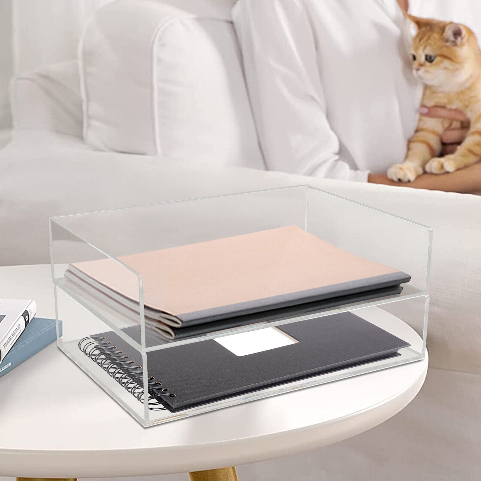 Document Tray 2 Tier Stackable File Holder Letter Tray Office Home Desk ...