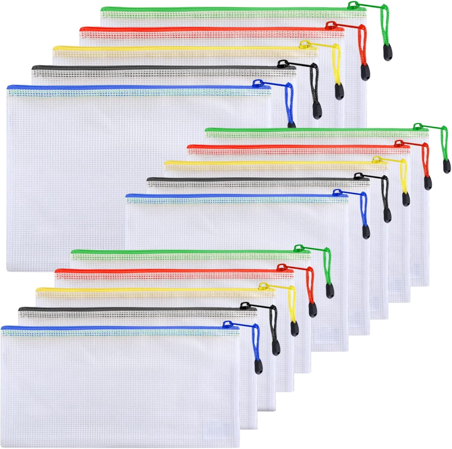 Document Wallet A4 + A5 + A6 15 Pieces (5 Each ) File Pockets with Zip ...