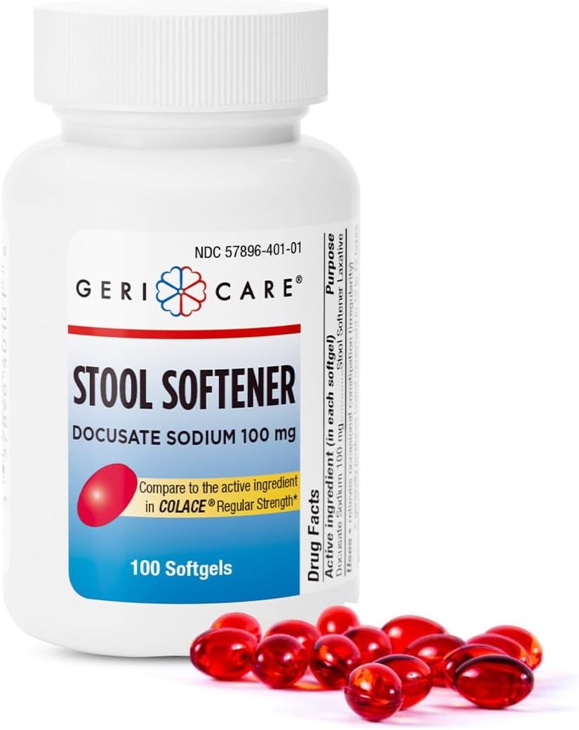Docusate Sodium Stool Softener 100mg, 100 Softgels, 6 Pack - Walmart.com
