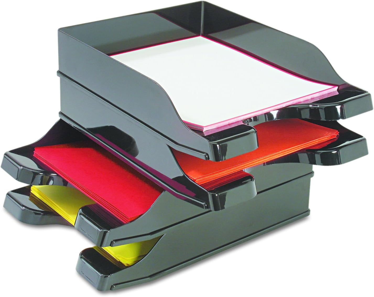 Docutray Multi-Directional Stacking Tray, Black, Set of 2 Trays, Holds Letter, Legal and A4 Size ...