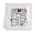 Doddle Cats Cutie Hearts Line Art Pure Cotton Towels Bath Towel Quick ...