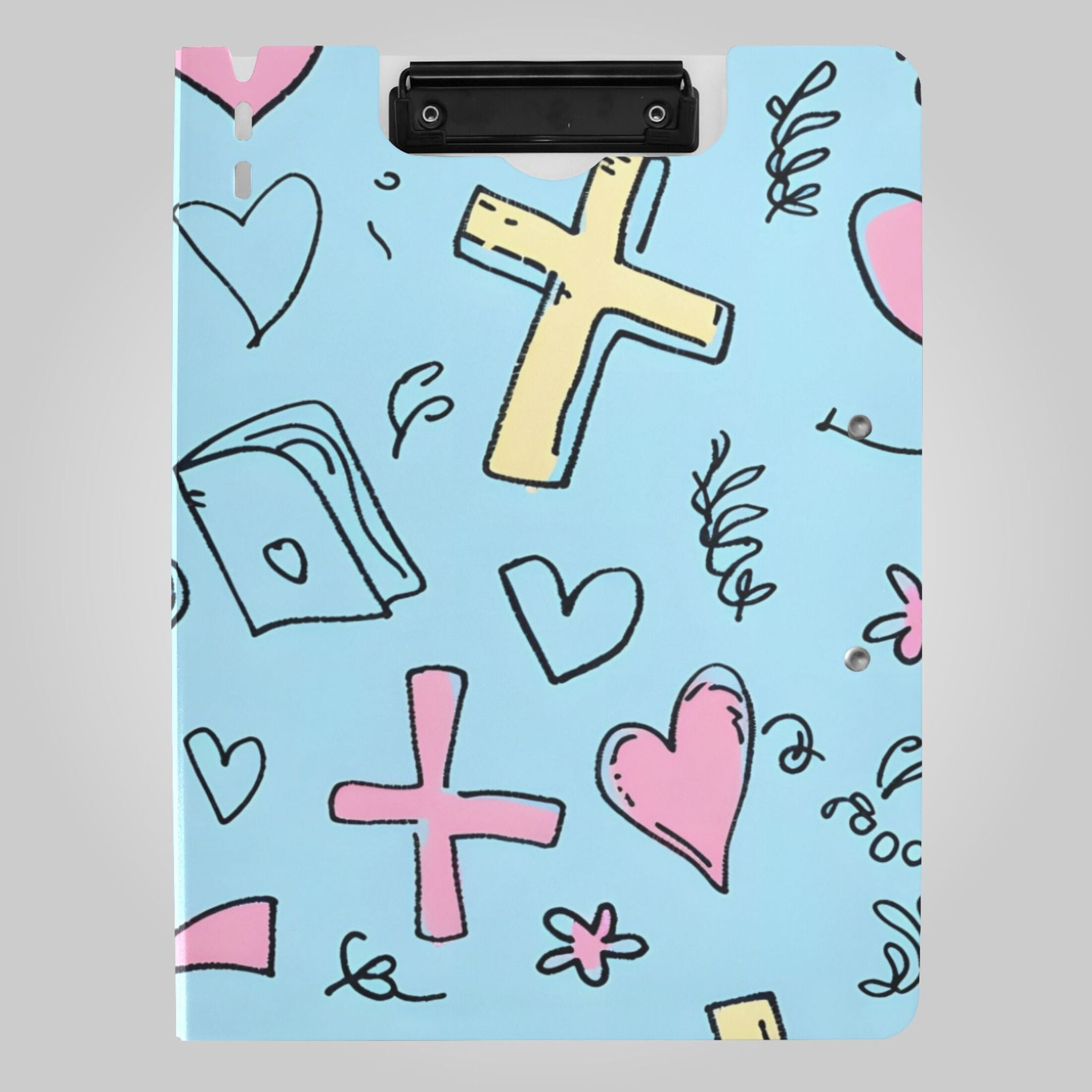 Doddle Crosses Bibles Hearts Foldable Binder Folder Clipboard with Pen ...