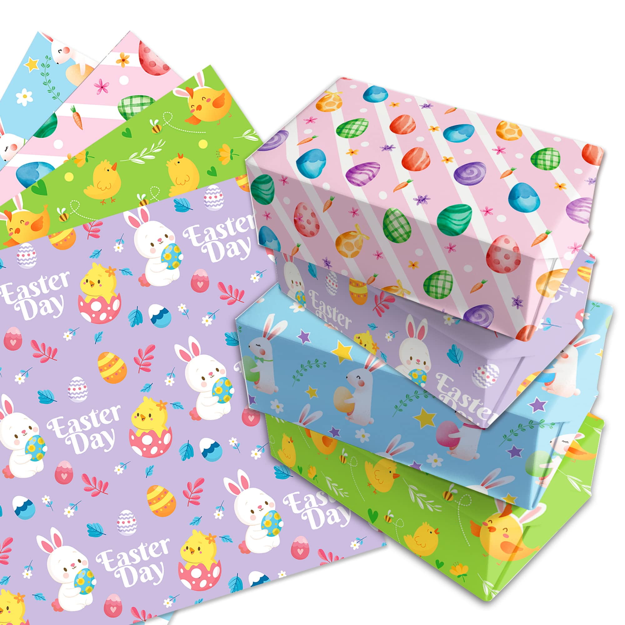 DodelyGz 12 Sheets Spring YYF14 Easter Gift Wrapping Paper 4 Designs ...