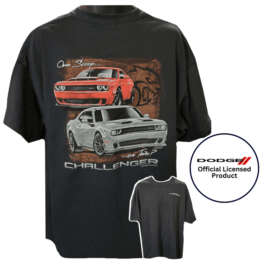Dodge Challenger 2 Scoops SRT Hellcat Cotton T-Shirt Black Official ...