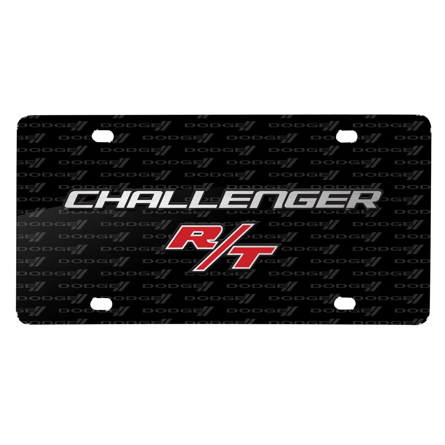 Dodge Challenger R/T 3D Logo on Logo Pattern Black Aluminum License ...
