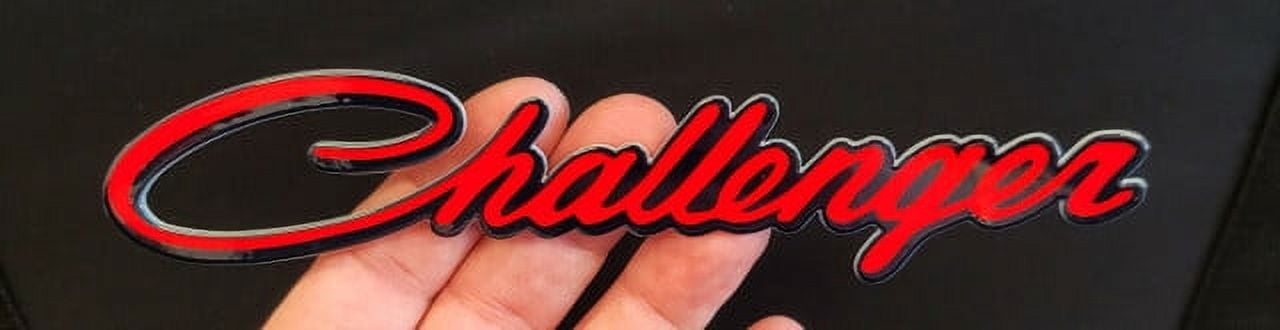 Dodge Challenger Decor Car Wall Logo Emblem Red Metal Script Steel Sign ...