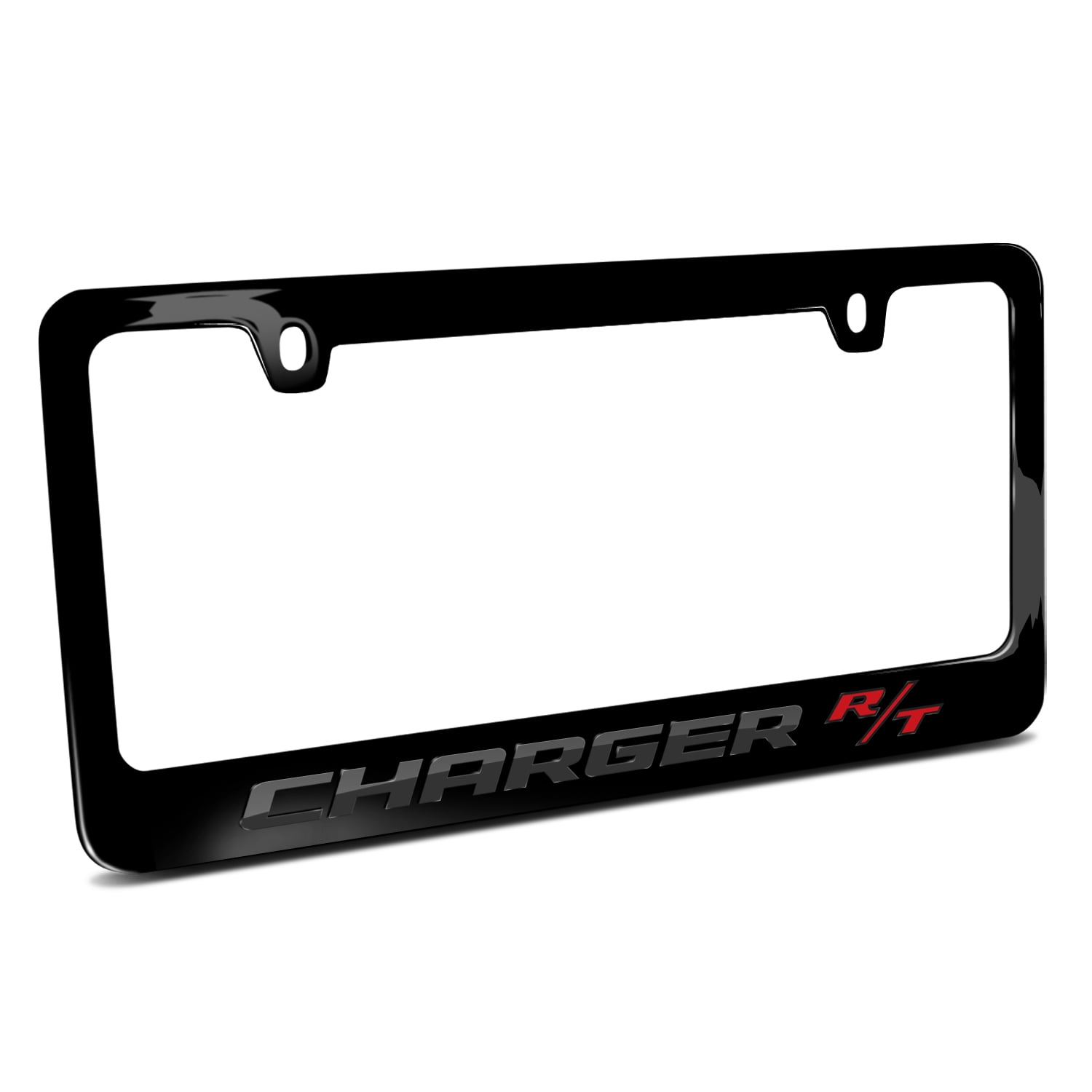 Dodge Charger R/T in 3D Dark Gray Letters on Black Metal License Plate ...