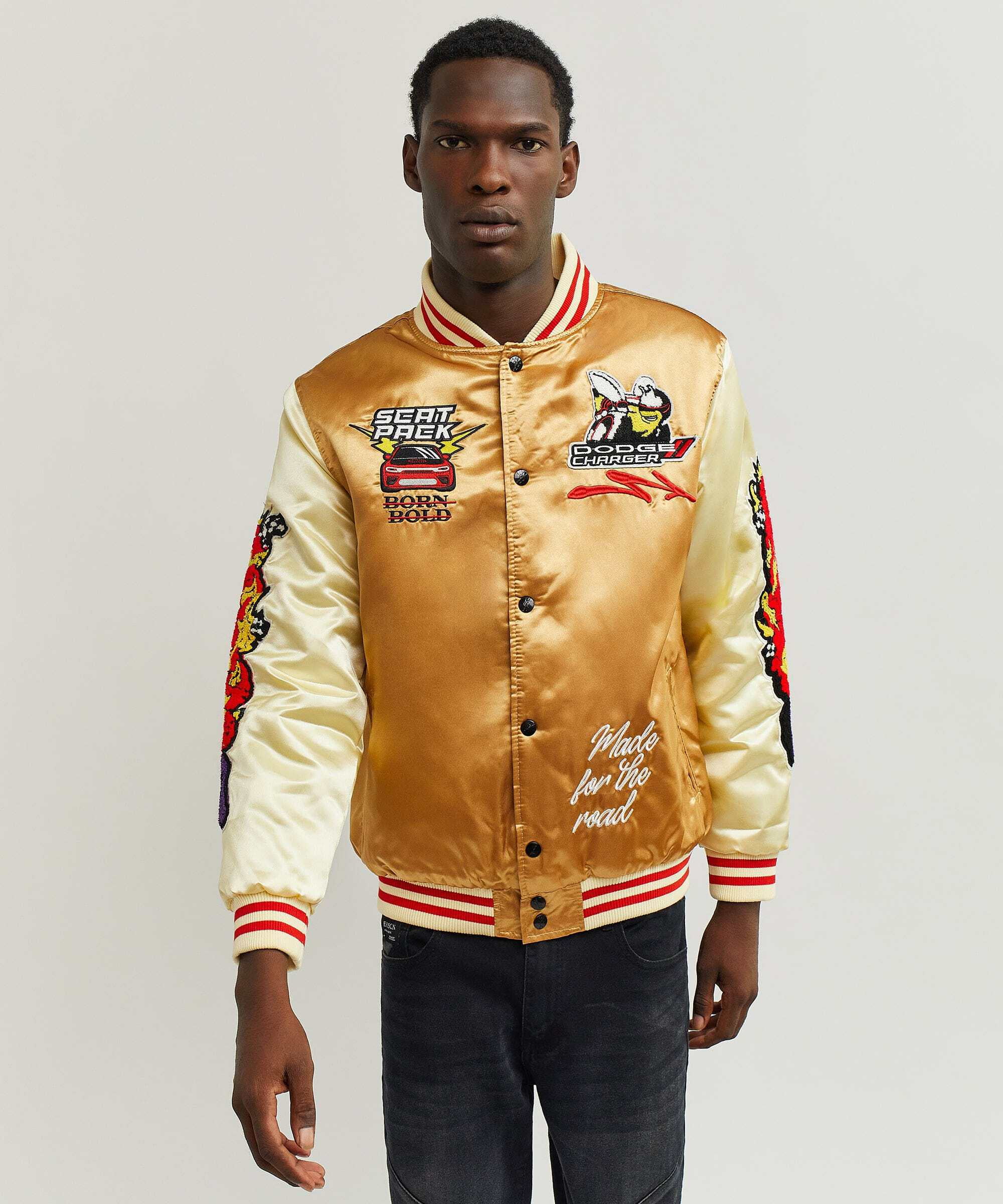 Dodge Charger Satin Varsity Jacket - Brown - Walmart.com