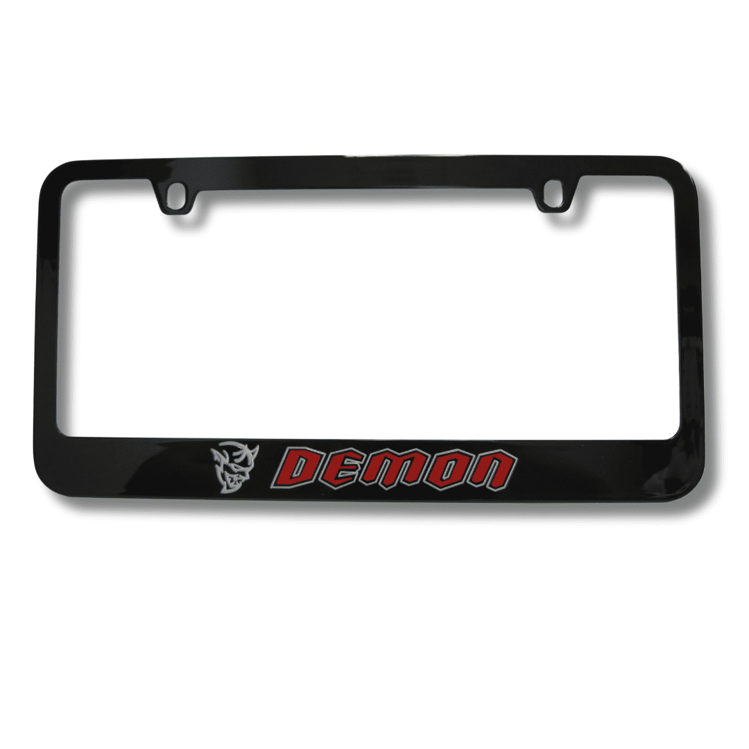Dodge Demon Engraved Logo Black Zinc Metal License Plate Frame Official ...