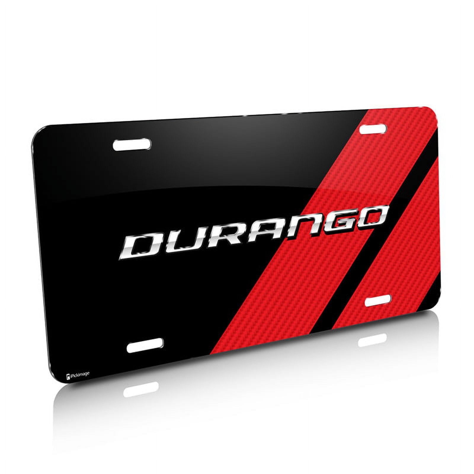 Dodge Durango Carbon Fiber Look Red Stripe Graphic Aluminum License ...