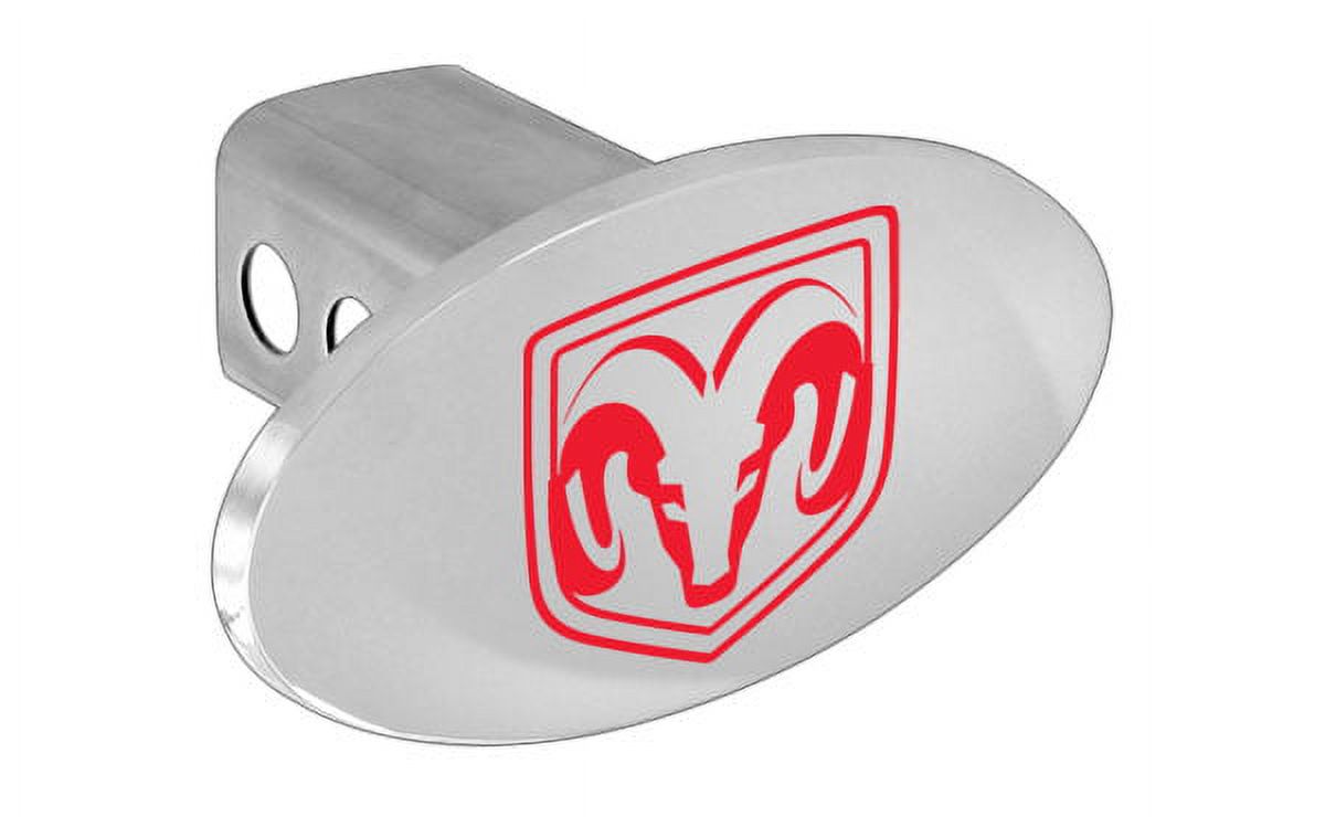 Dodge Metal Trailer Hitch Cover Plug Emblem With Red Dodge Logo ...