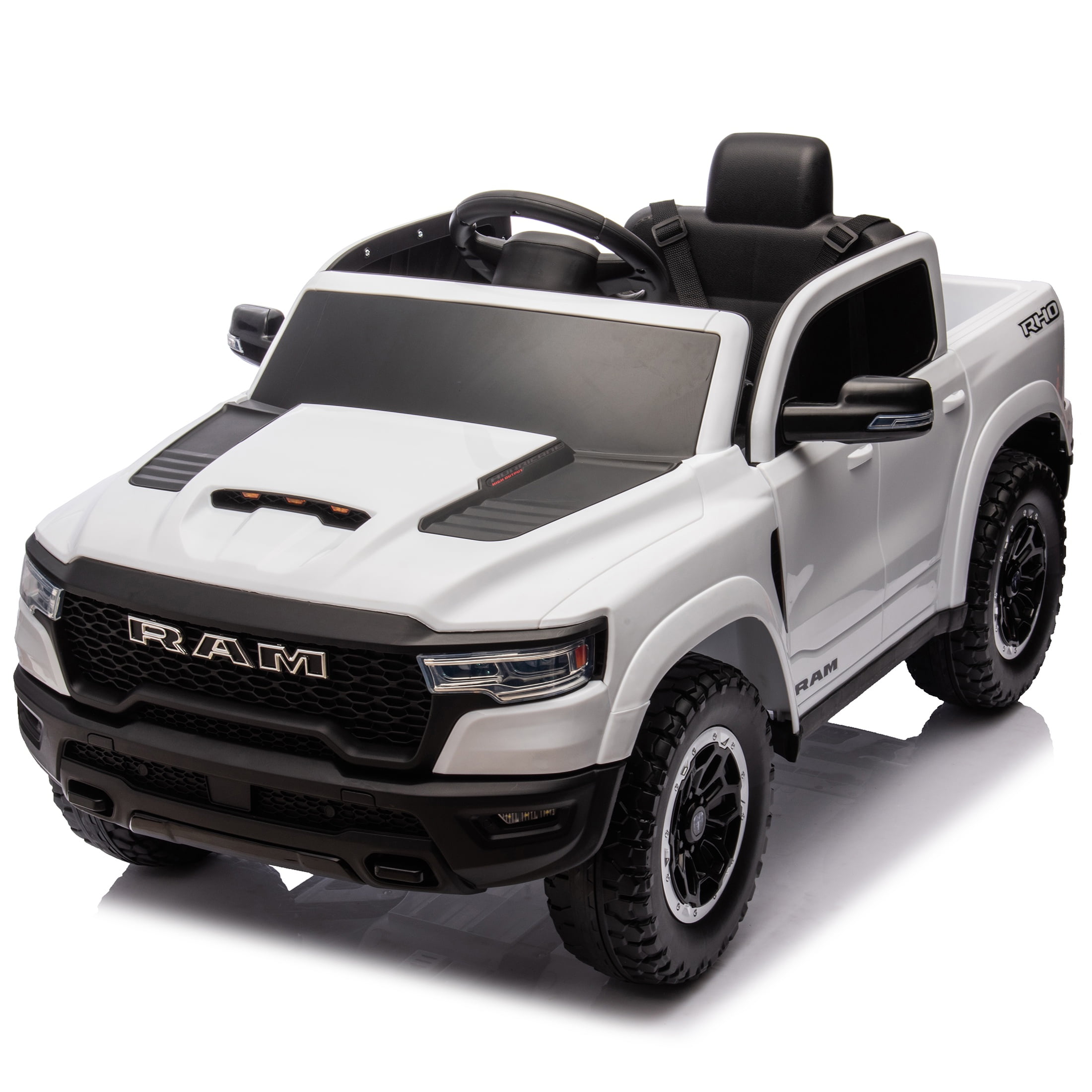 Dodge RAM Ride on Car, 12V Powered Ride on Toy with Remote Control, 4 ...