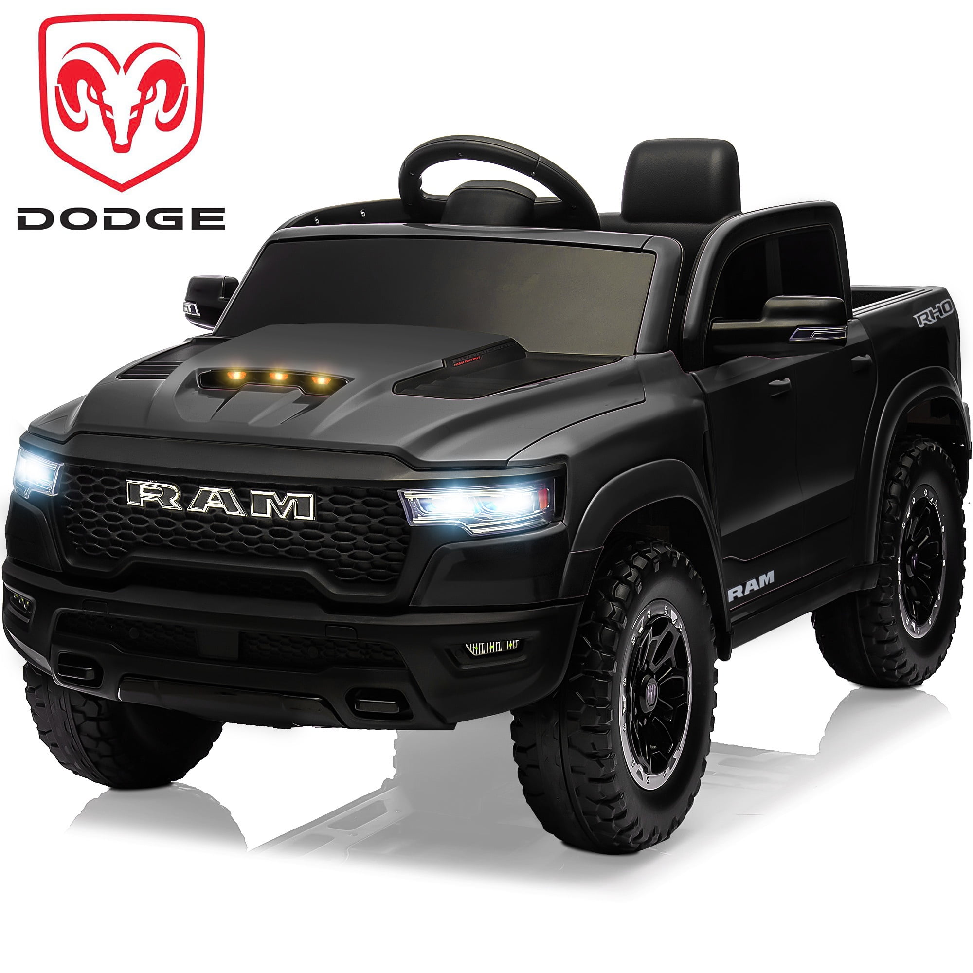 Dodge RAM Ride on Car, 12V Powered Ride on Toy with Remote Control, 4 ...