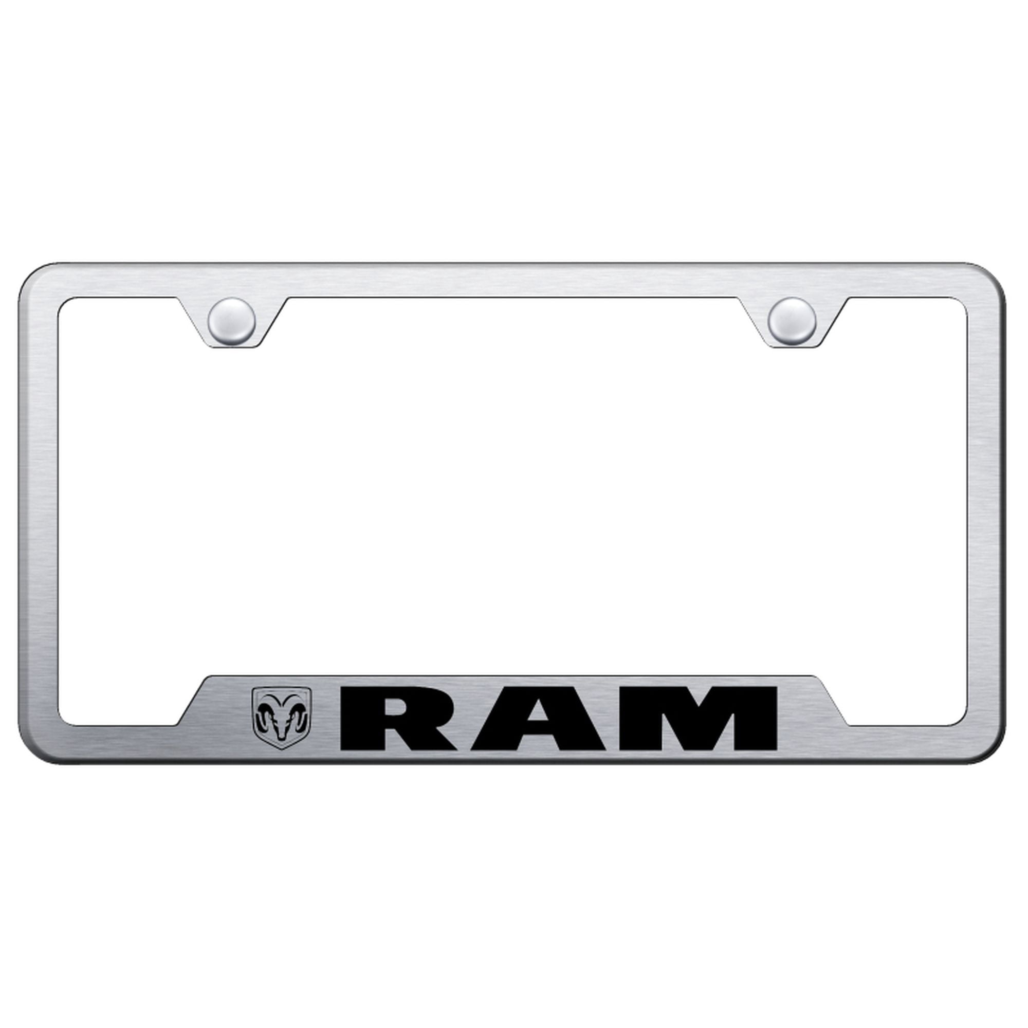Dodge Ram Laser Etched Logo Cut-Out License Plate Frame (Brushed Chrome ...